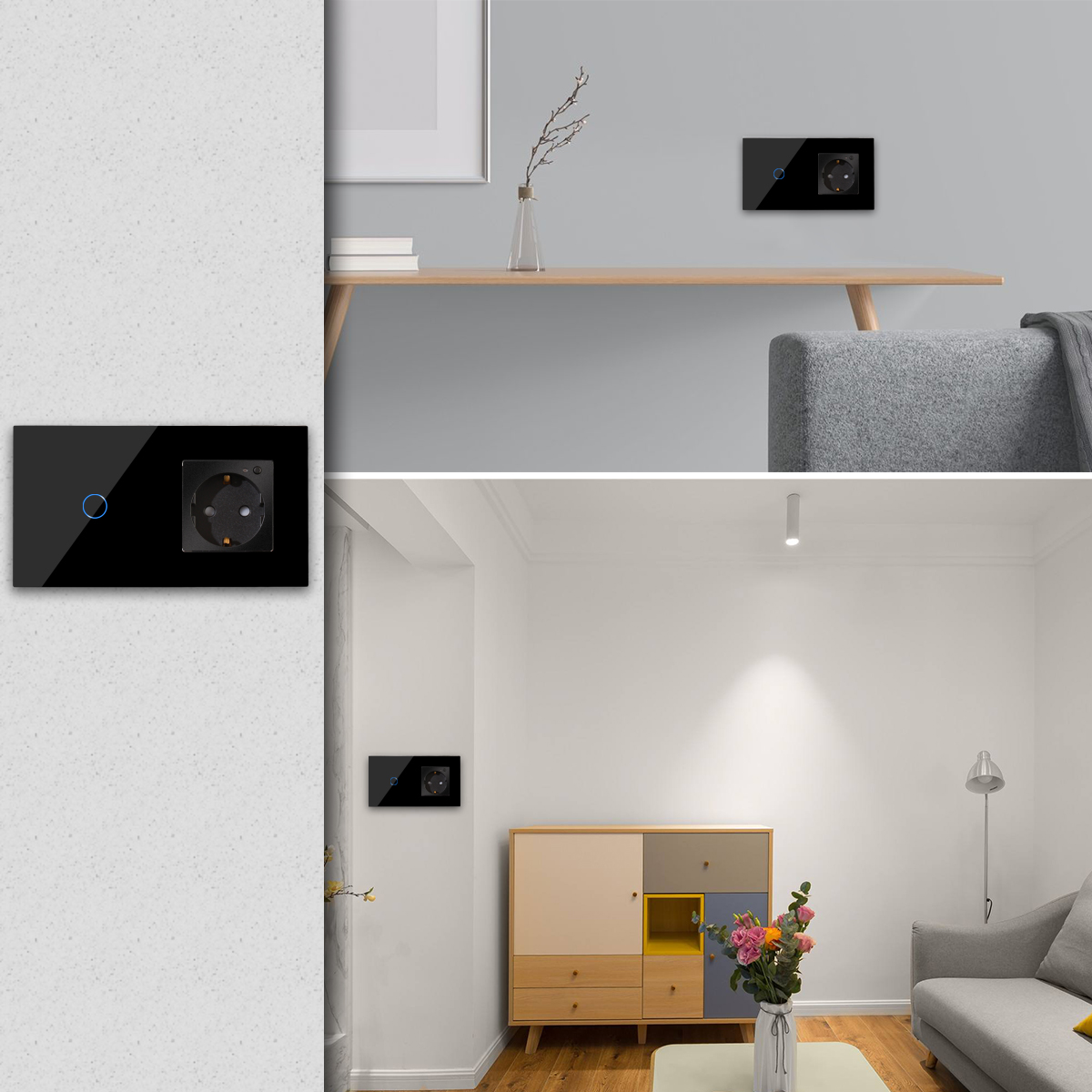 1gang Touch Light Switch and Wall Socket Plug - Mazzy Automations Store