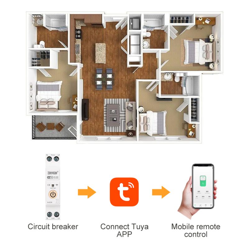 63A 1P+N WiFi Smart MCB With Energy Meter, Timer Relay, Kwh Monitoring ...