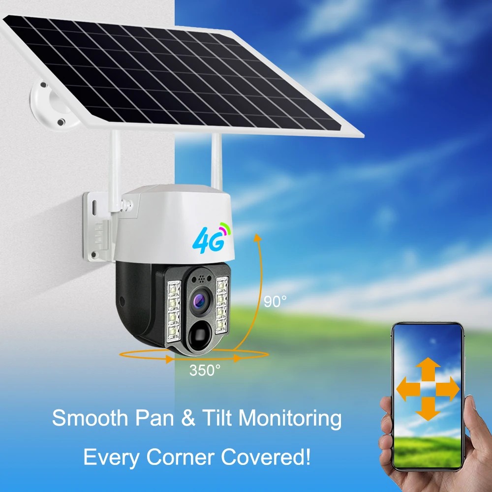 V380 Pro Solar Powered Outdoor WiFi 4G Sim Card CCTV Camera Night ...