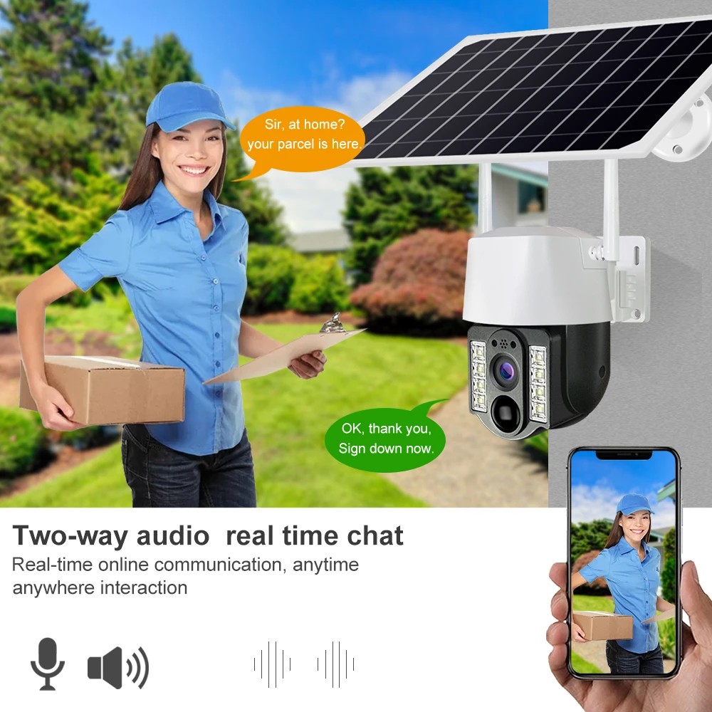 V380 Pro Solar Powered Outdoor WiFi 4G Sim Card CCTV Camera Night ...